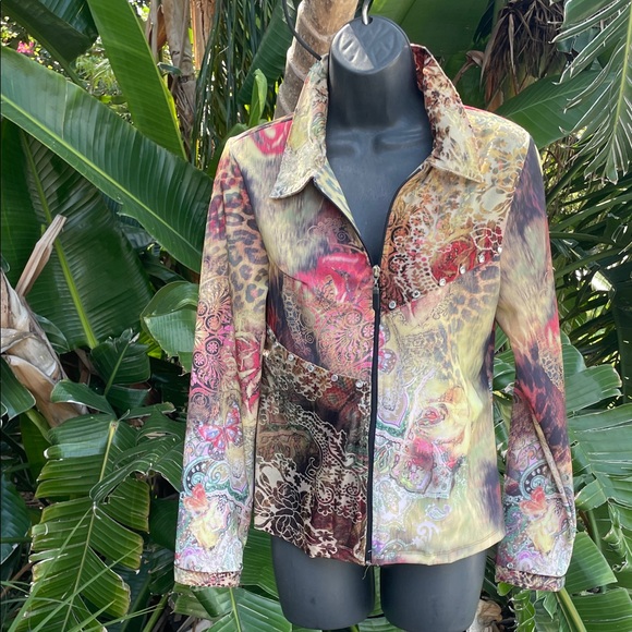 Cubism | Jackets & Coats | Cubism Patchwork Animal Print And Burn Out ...
